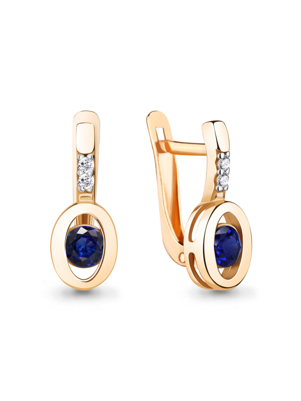Серьги, серебро, 925 проба, фианит, сапфир синтетический
