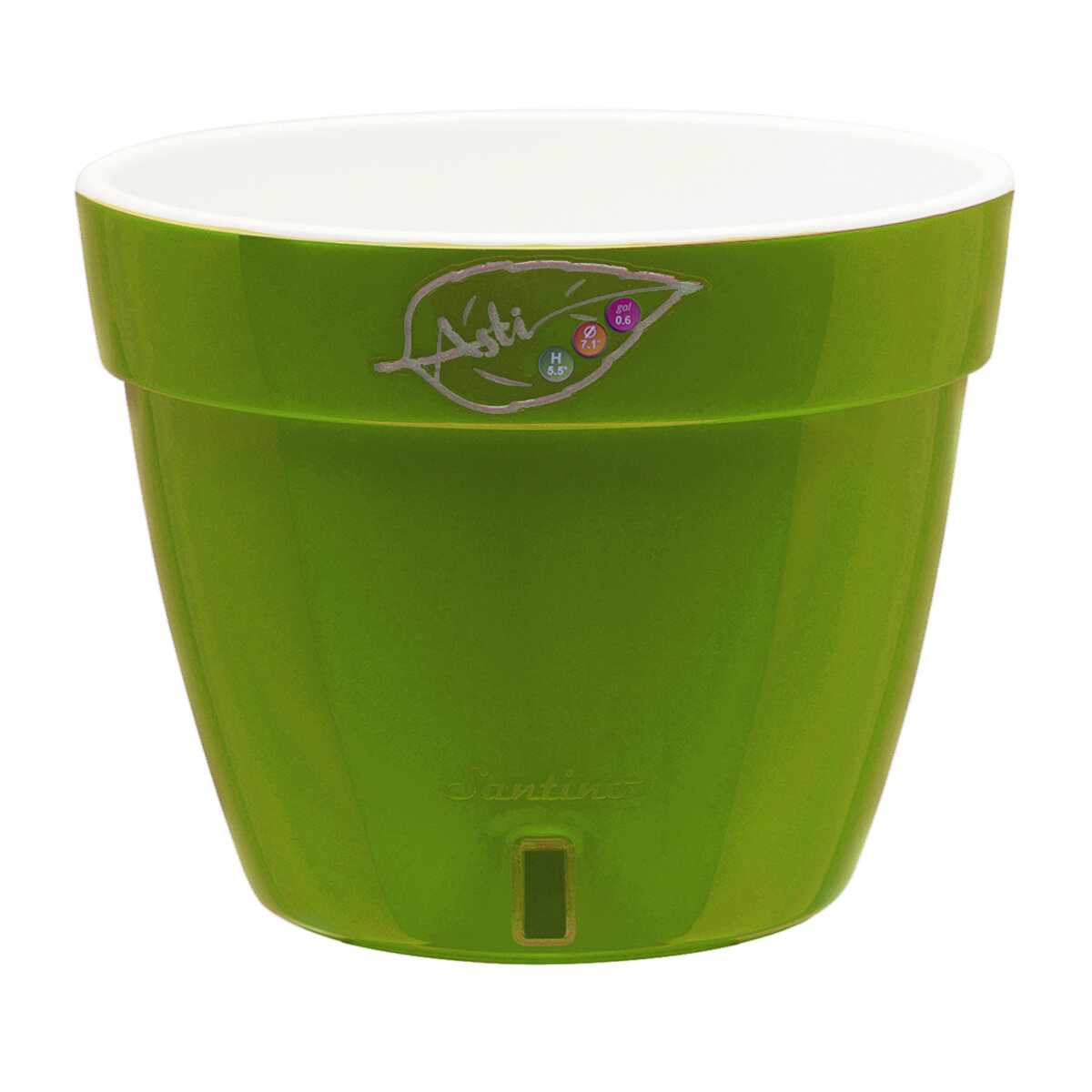 Горшок Santino Asti 6л, зелёное золото-белый, с системой автополива