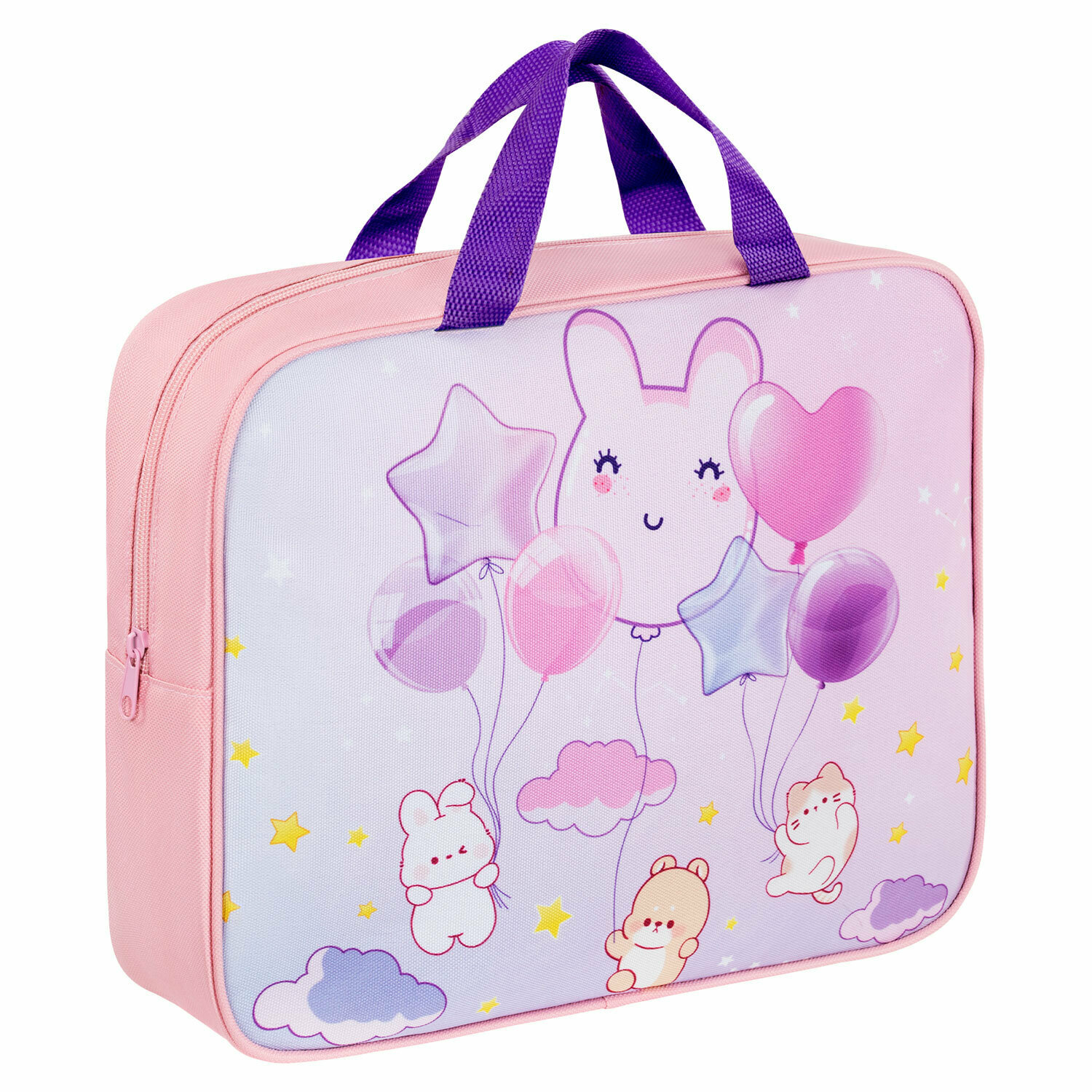 Папка на молнии с ручками BRAUBERG KIDS А4, 1 отделение, полиэстер, 80 мм, "Dreamy clouds", 273314