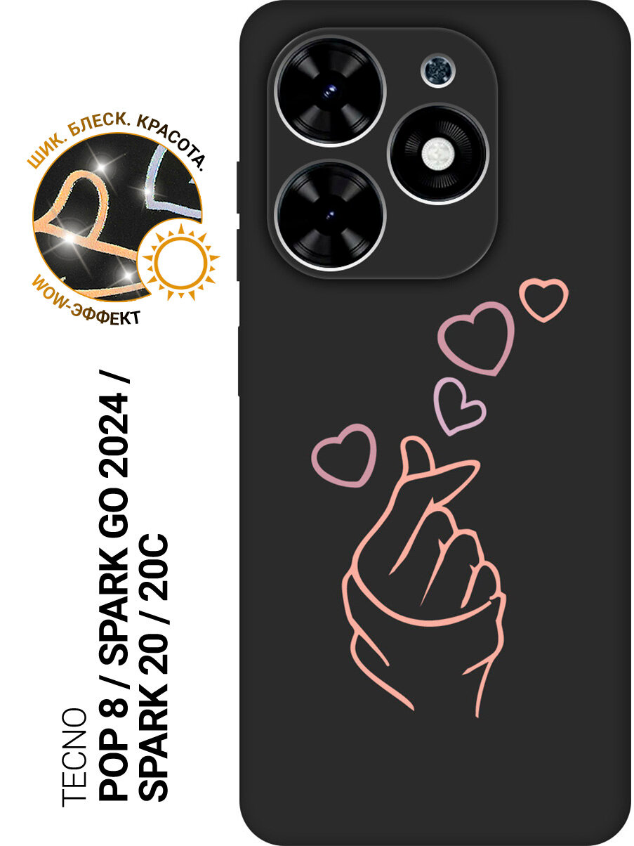 Силиконовый чехол на Tecno Pop 8 / Spark Go 2024 / Spark 20 / 20C с рисунком "K-Heart" Soft Touch черный