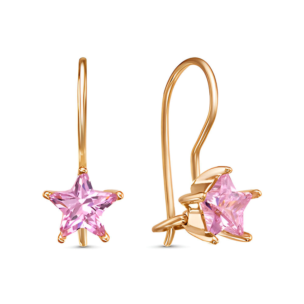 Серьги, красное золото, 585 проба, фианит