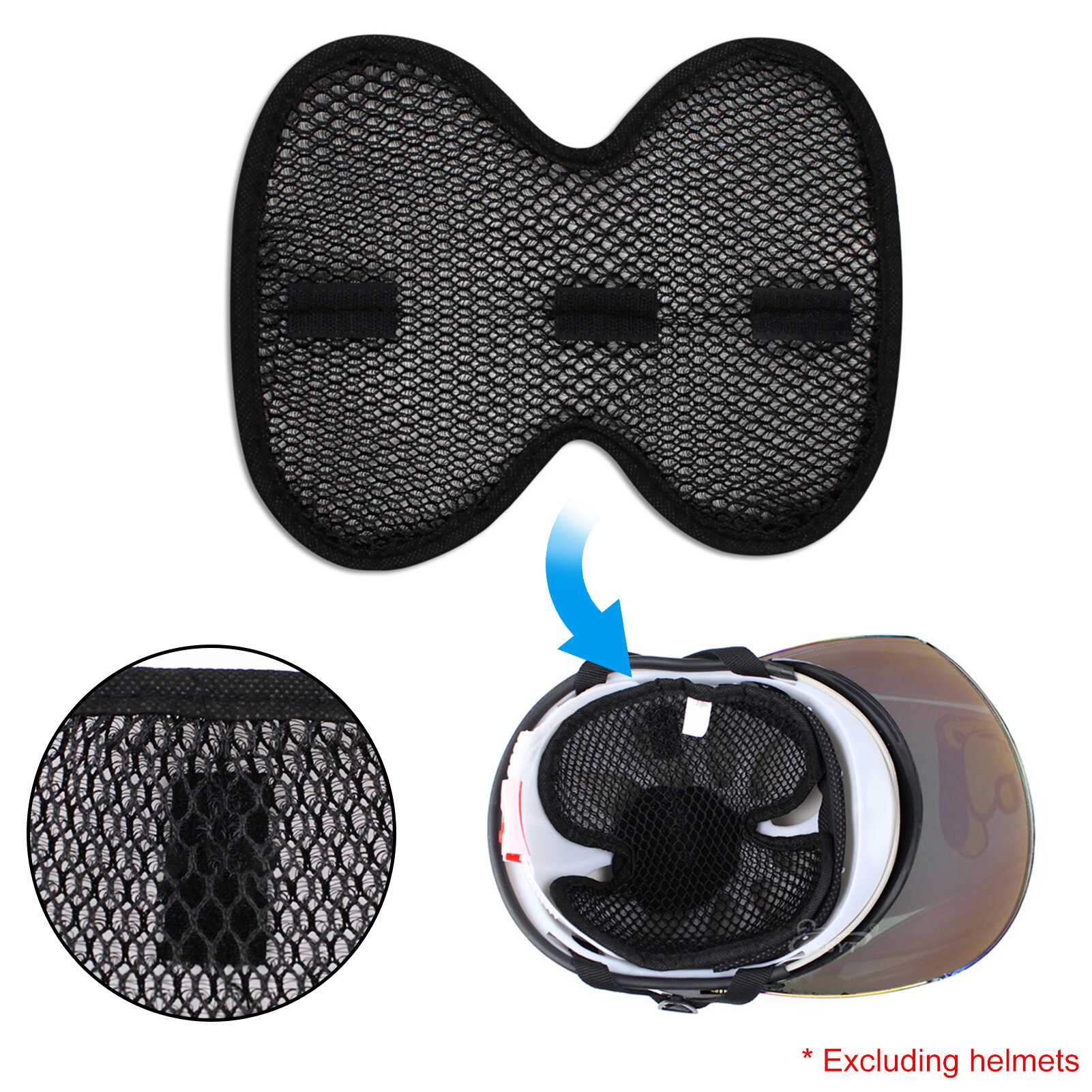Подкладка для мотоциклетного шлема, дышащая, охлаждающая и антипотовая подкладка, многоразовая и моющаяся внутренняя подкладка для каски, велосипедного шлема