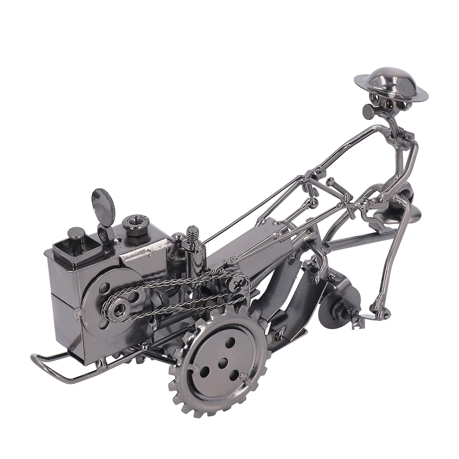 Металлическая скульптура трактора в винтажном стиле, антикварный декор для дома, детализированная модель трактора из металла, черный цвет.