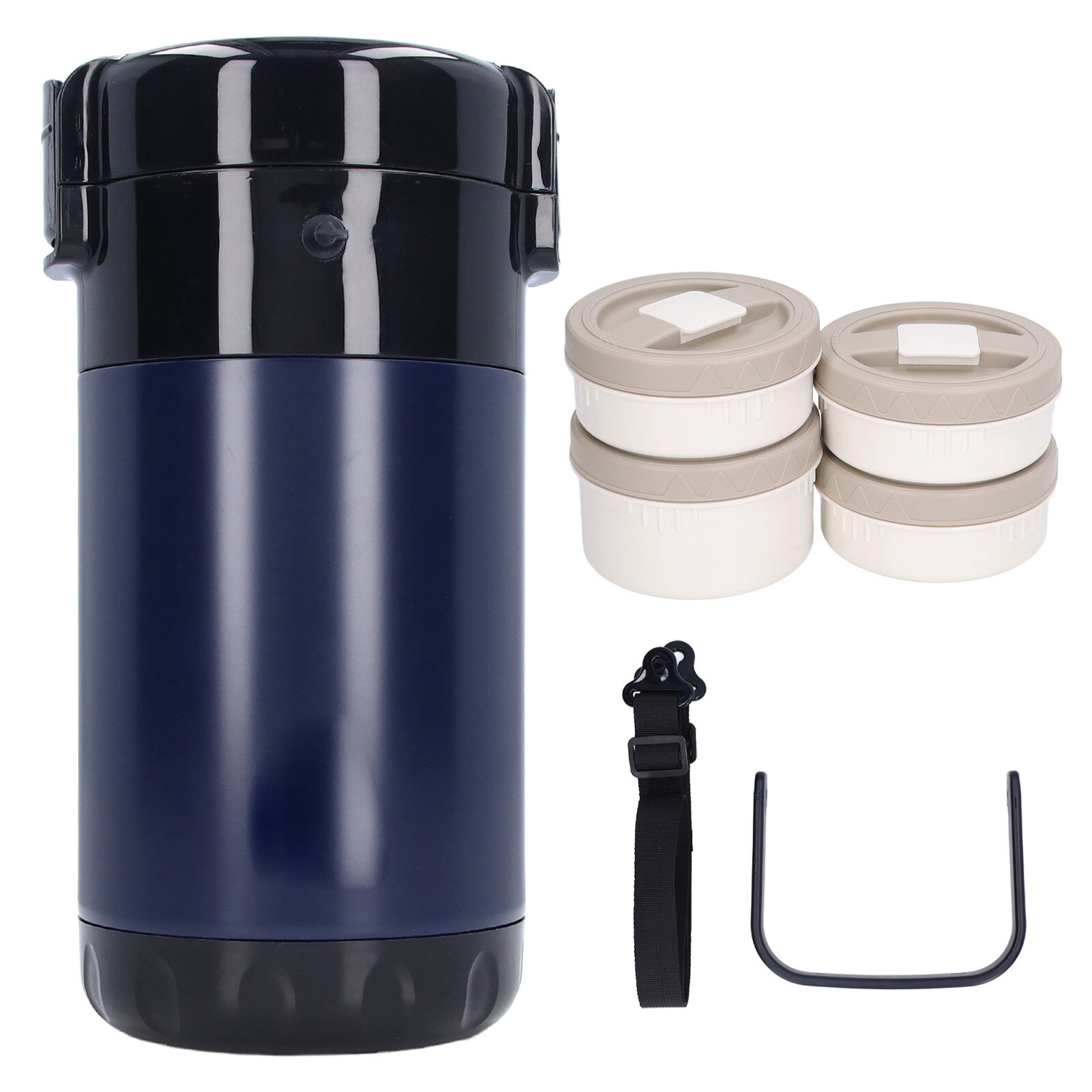 2,6 л термоконтейнер для пищевых продуктов из нержавеющей стали 304, 4-слойный вакуумный ланч-бокс Bento с ручкой для школьной работы, путешествий, темно-синий