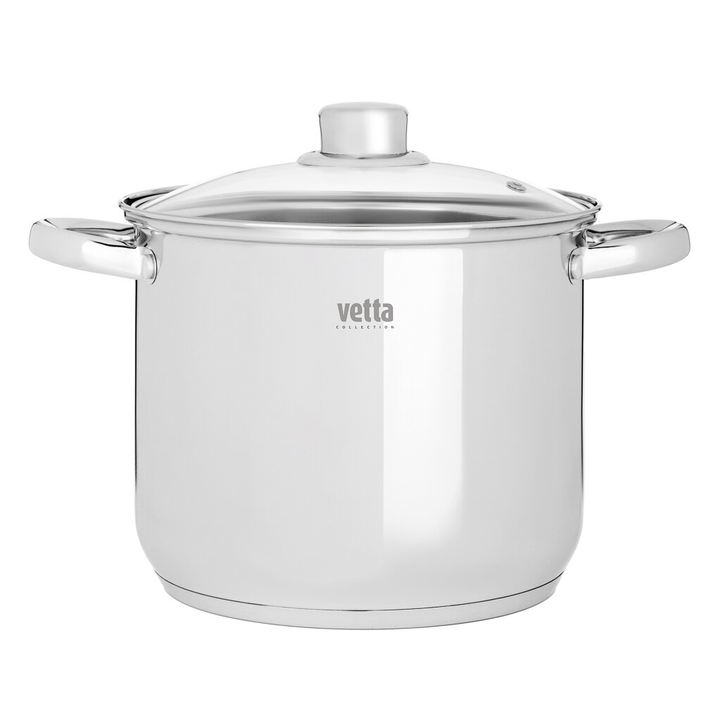 Большая кастрюля с крышкой 5 литров, для индукции, нержавеющая сталь