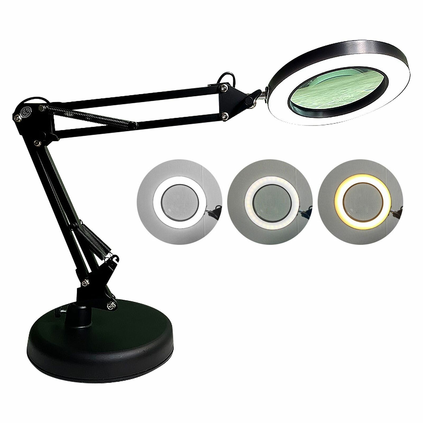 Лампа лупа с увеличительным стеклом на струбцине / светодиодная, бестеневая, косметологическая лампа-светильник для маникюра, педикюра