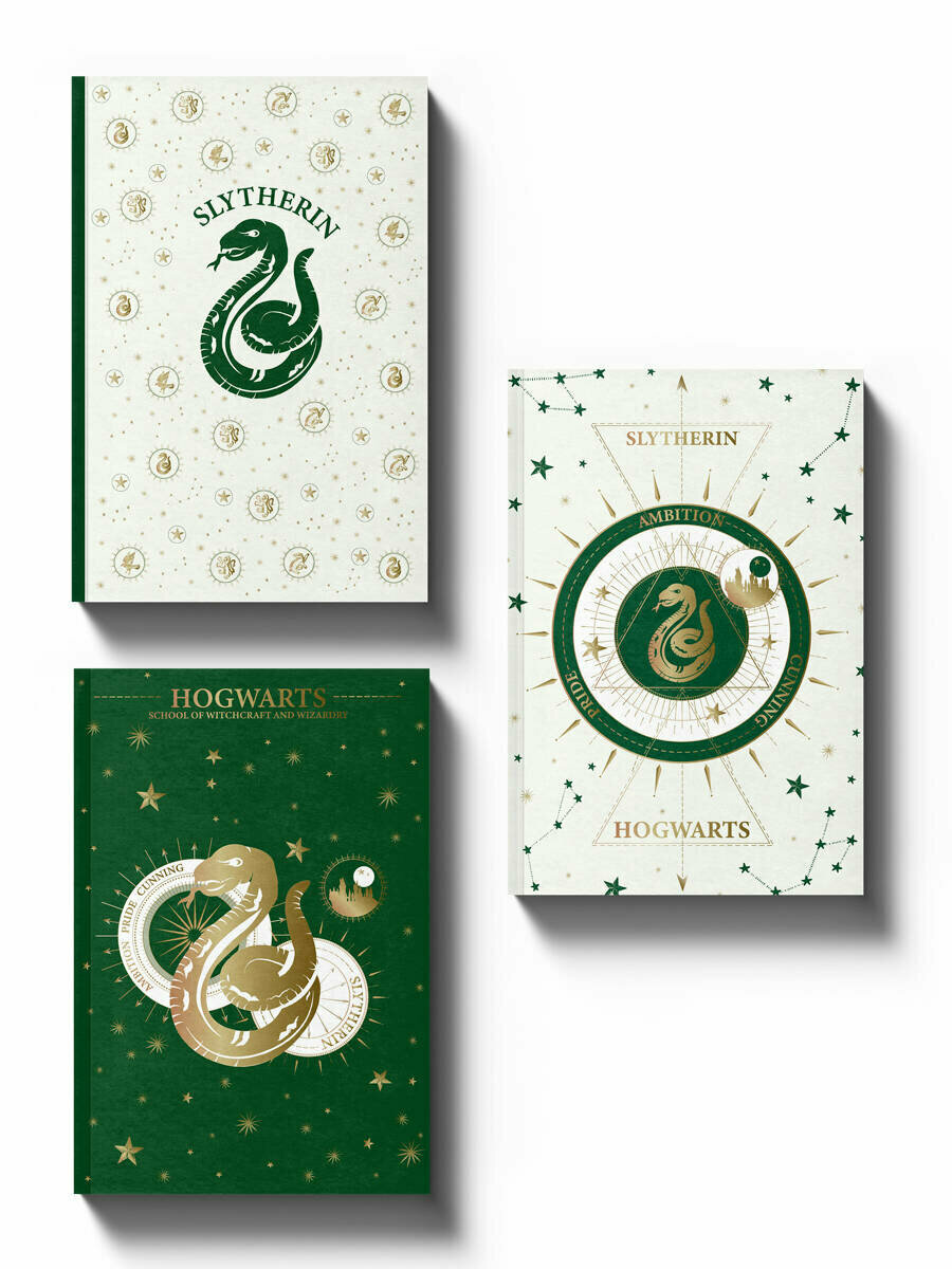 Комплект. Факультет Слизерин. Набор блокнотов для амбициозных и находчивых (3 в комплекте)