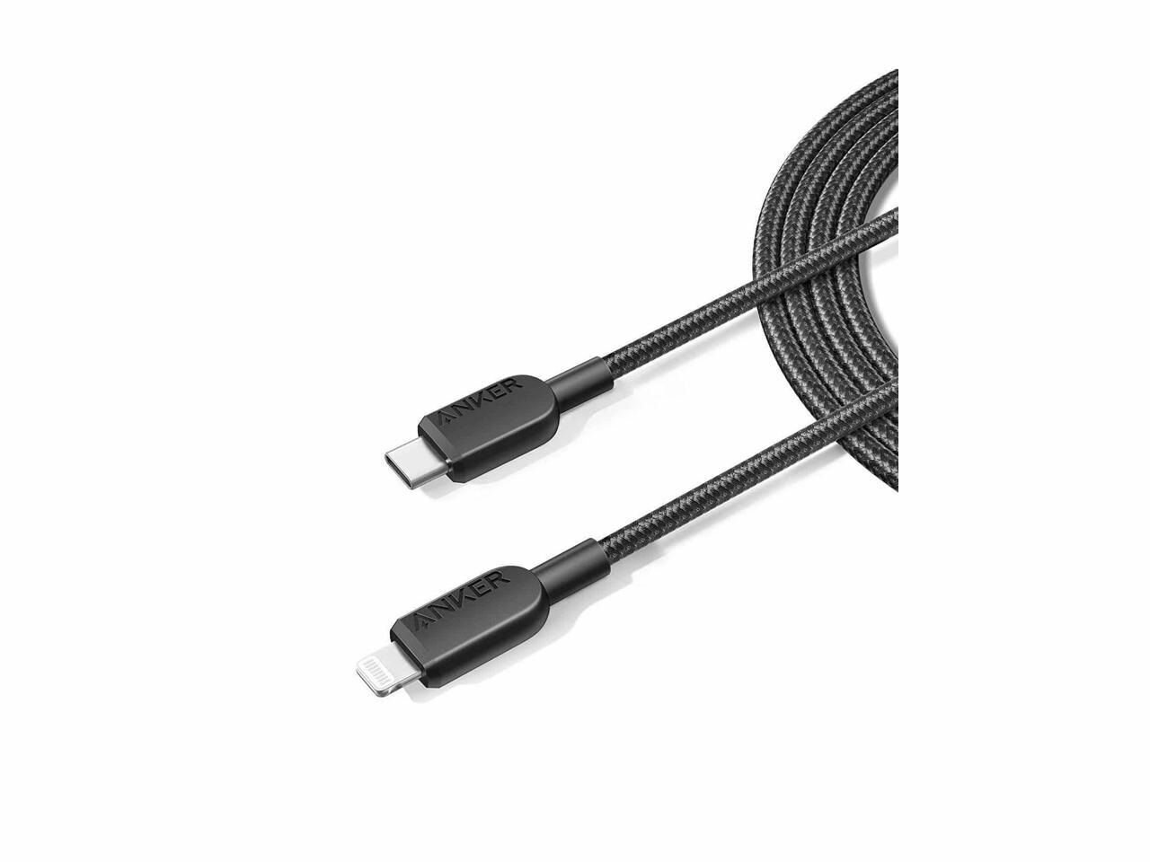 Кабель для быстрой зарядки Anker 310 USB-C to Lightning 1.8м, Nylon, MFI - Black