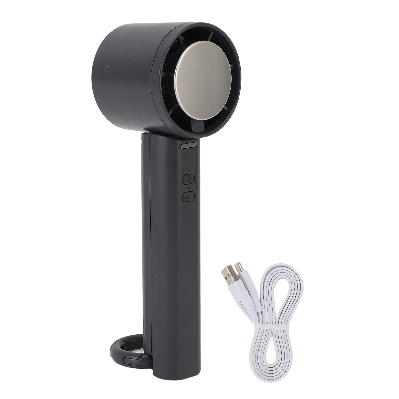 Портативный ручной вентилятор Складной перезаряжаемый 2000 мАч 3-скоростной тихий персональный вентилятор Полупроводниковая охлаждающая петля с пряжкой для путешествий в помещении Пляж Кемпинг Темно-серый