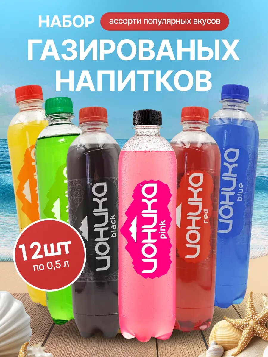 Газированный напиток Ионика ассорти 0,5 л, 12 бутылок, 6 разных вкусов