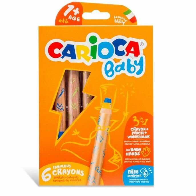 CARIOCA Baby восковые карандаши для малышей, 6 цветов, 42817