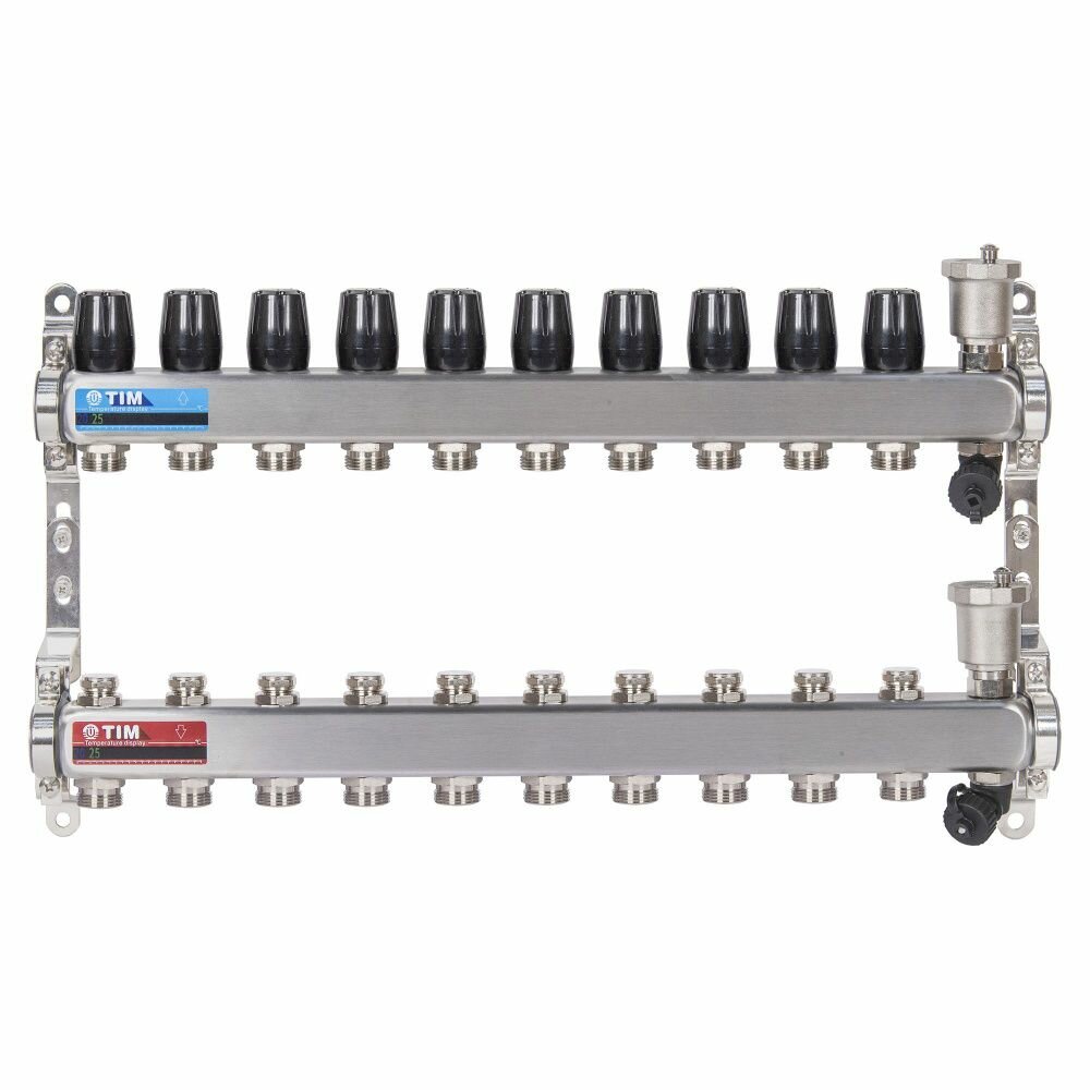 Коллекторная группа TIM 1", 10 хода, нерж. сталь, без кранов, KBS5010 без расходомера
