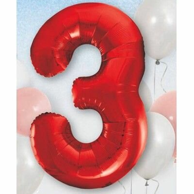 Воздушный шар фольгированный весёлая затея Цифра 3, красный, 40"