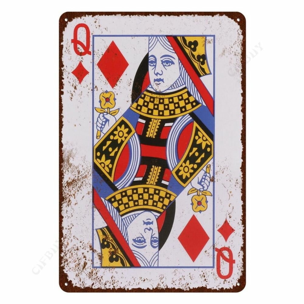 Игральная карта постер на стену, табличка металлическая 20x30cm