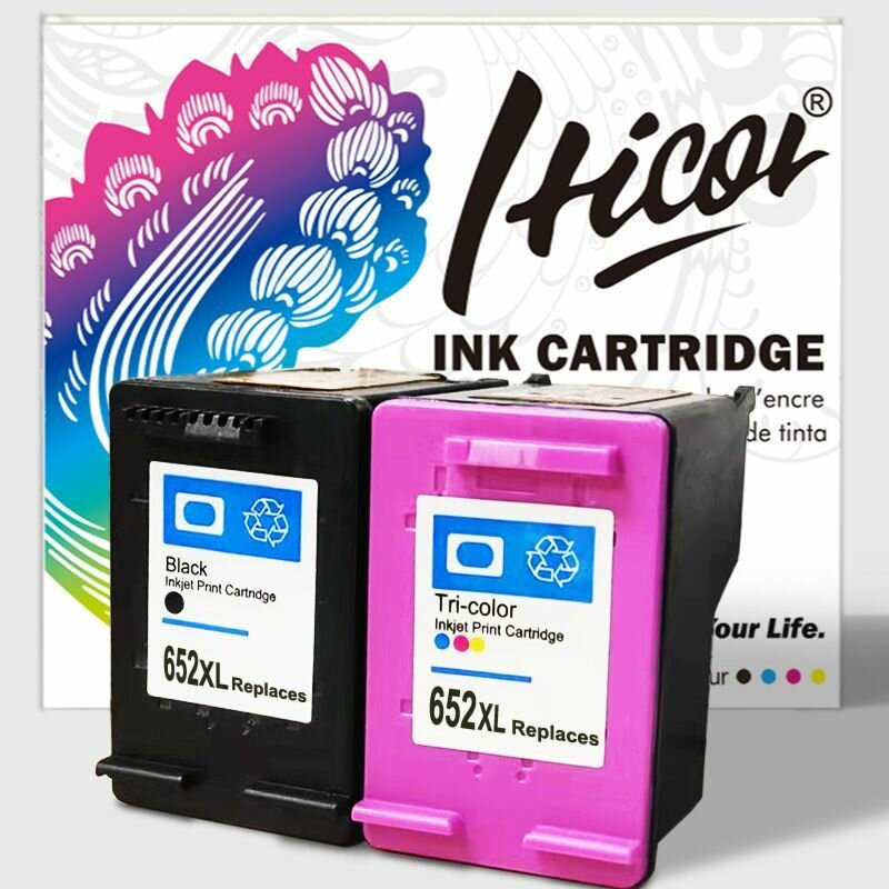 Hicor Комплект картриджей Замена картриджа 652XL, совместимый, Набор CMYK, 2 шт