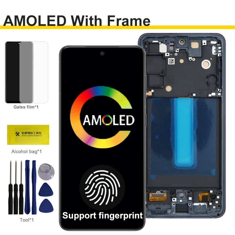 AMOLED-экран для Samsung Galaxy S21 FE 5G G990B ЖК-дисплей Цифровой сенсорный экран с рамкой для Samsung S21 FE Замена AMOLED With Frame