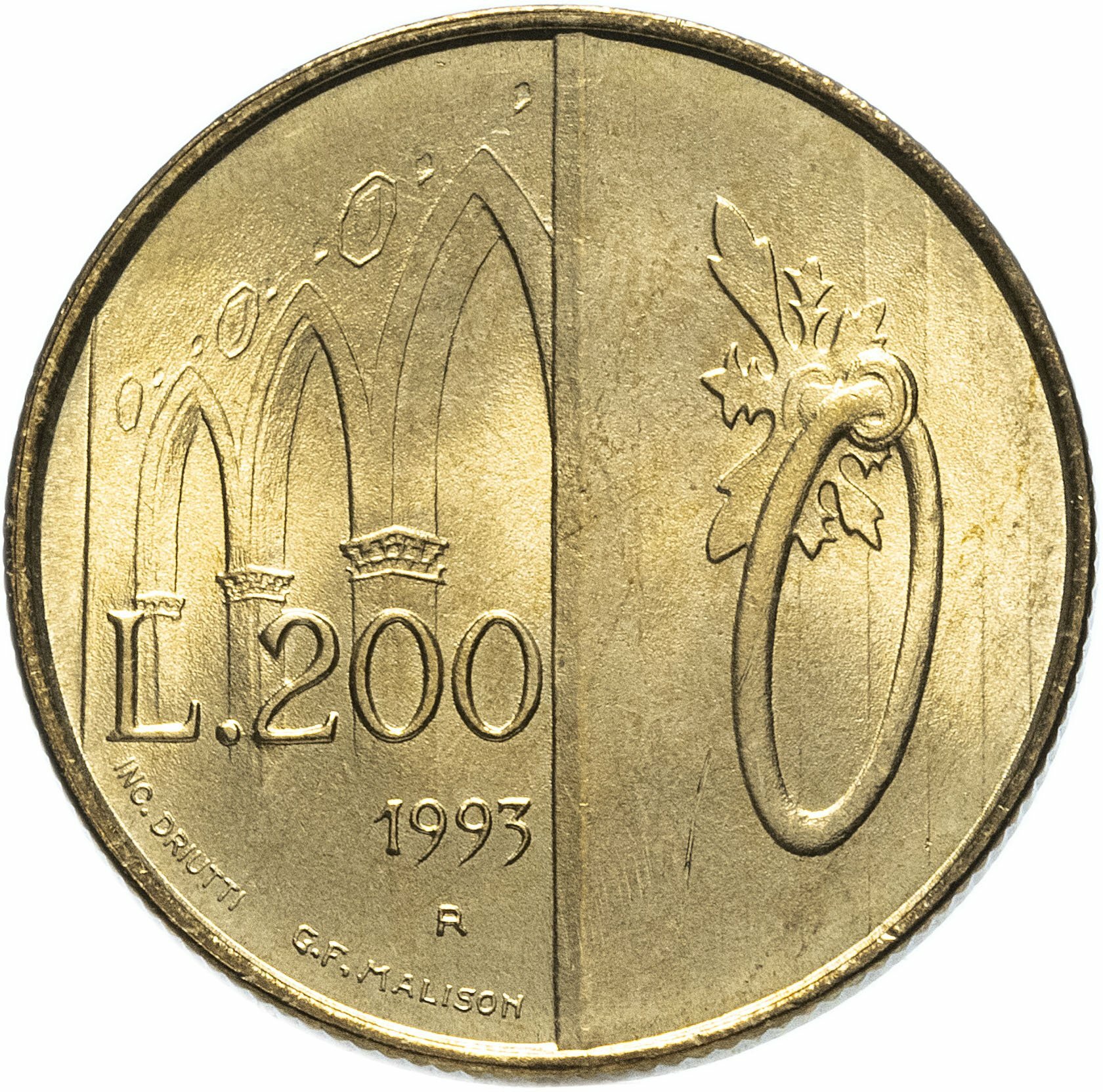 Сан-Марино 200 лир lire 1993, Бронза, в сохранности AU-UNC