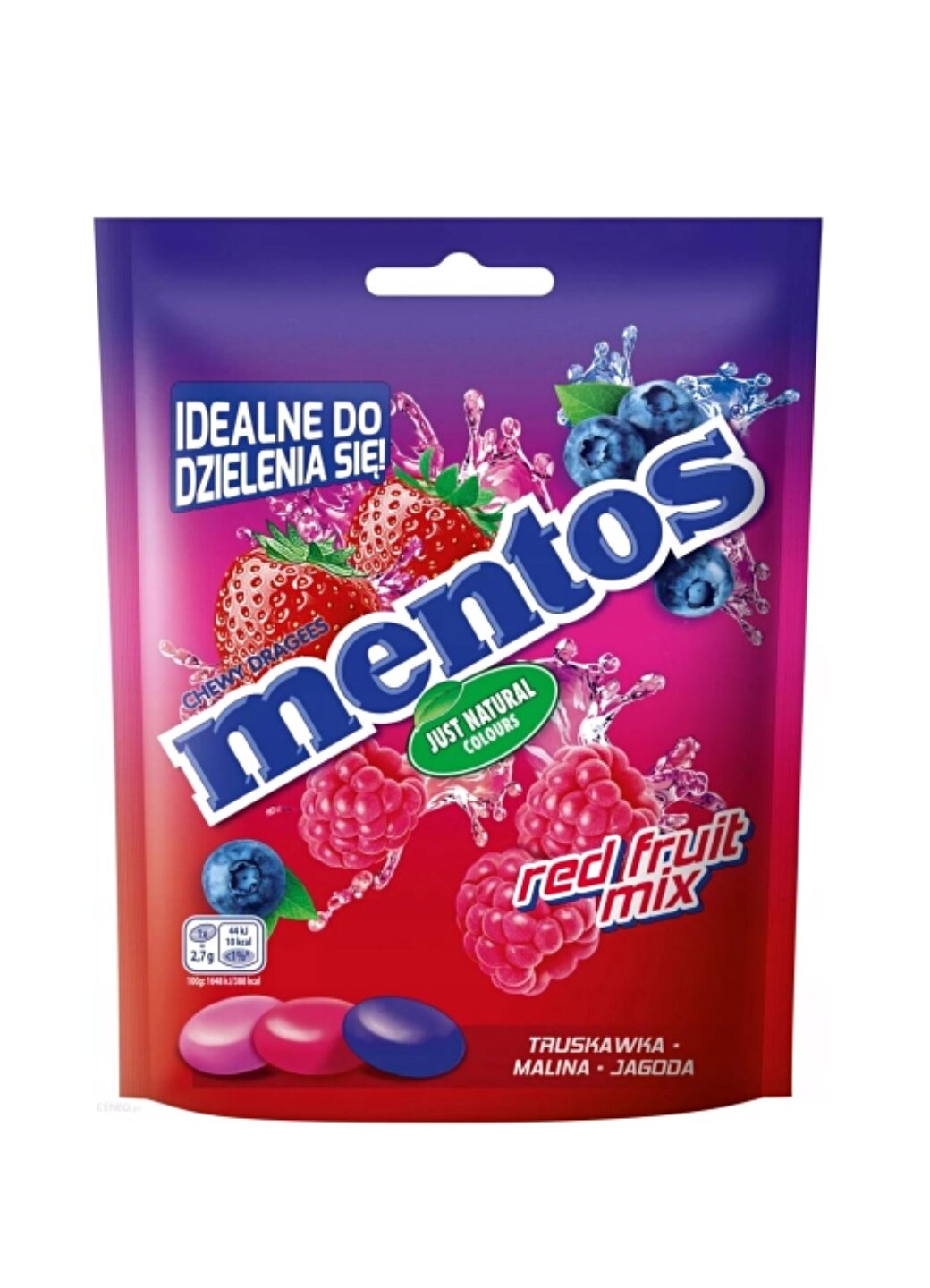 Mentos Red Fruit mix Жевательные конфеты драже фруктовые, 160 г