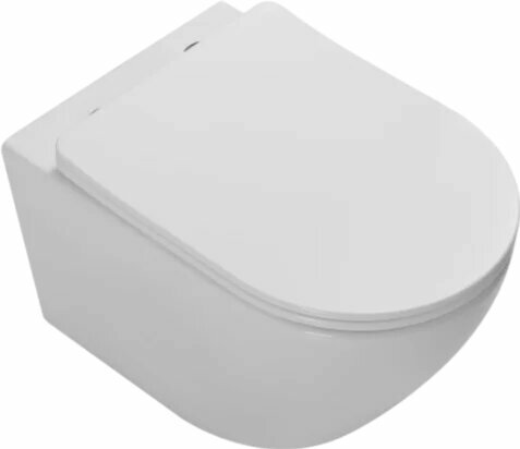 Унитаз подвесной Vincea Globo VT1-14T с микролифтом, безободковый, без бачка, фарфоровый, антивсплеск, белый овальный