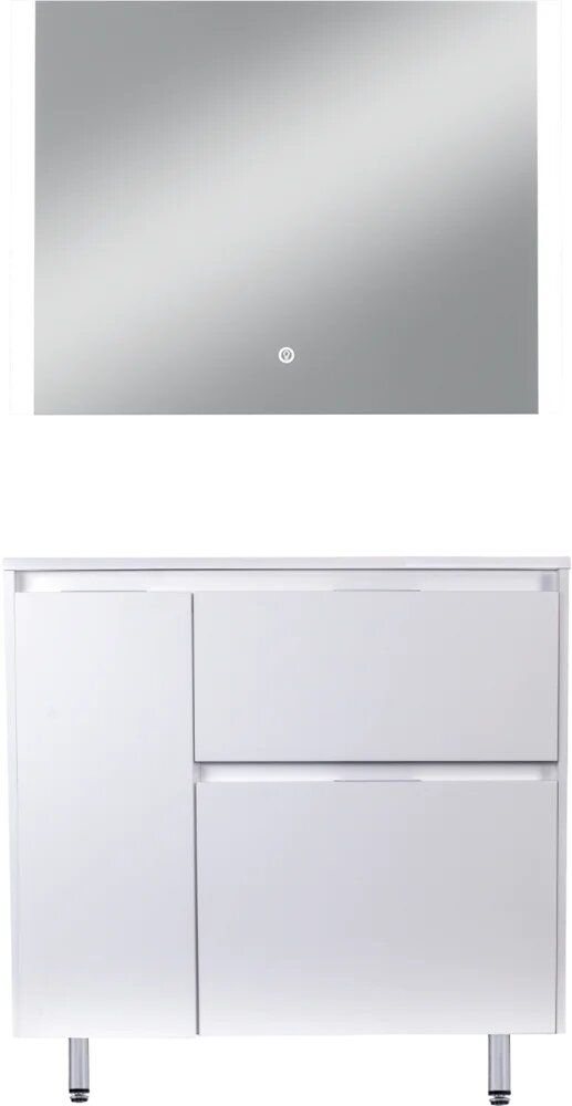 Мебель для ванной комнаты Style Line Барселона 90 R Люкс Plus, с бельевой корзиной, зеркало STWORKI Копенгаген