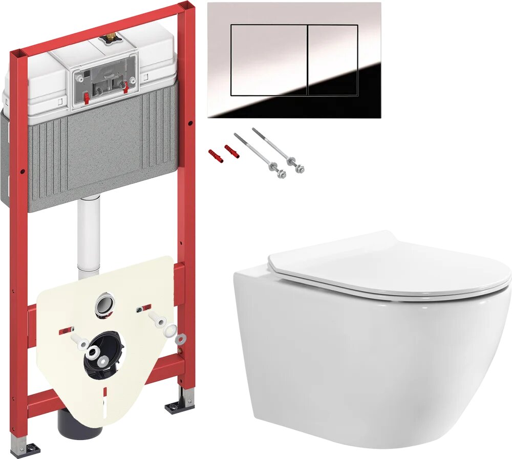 Комплект 2 в 1 Унитаз подвесной BOND Oval F12-10 / Инсталляция с кнопкой TECE Now 9400412