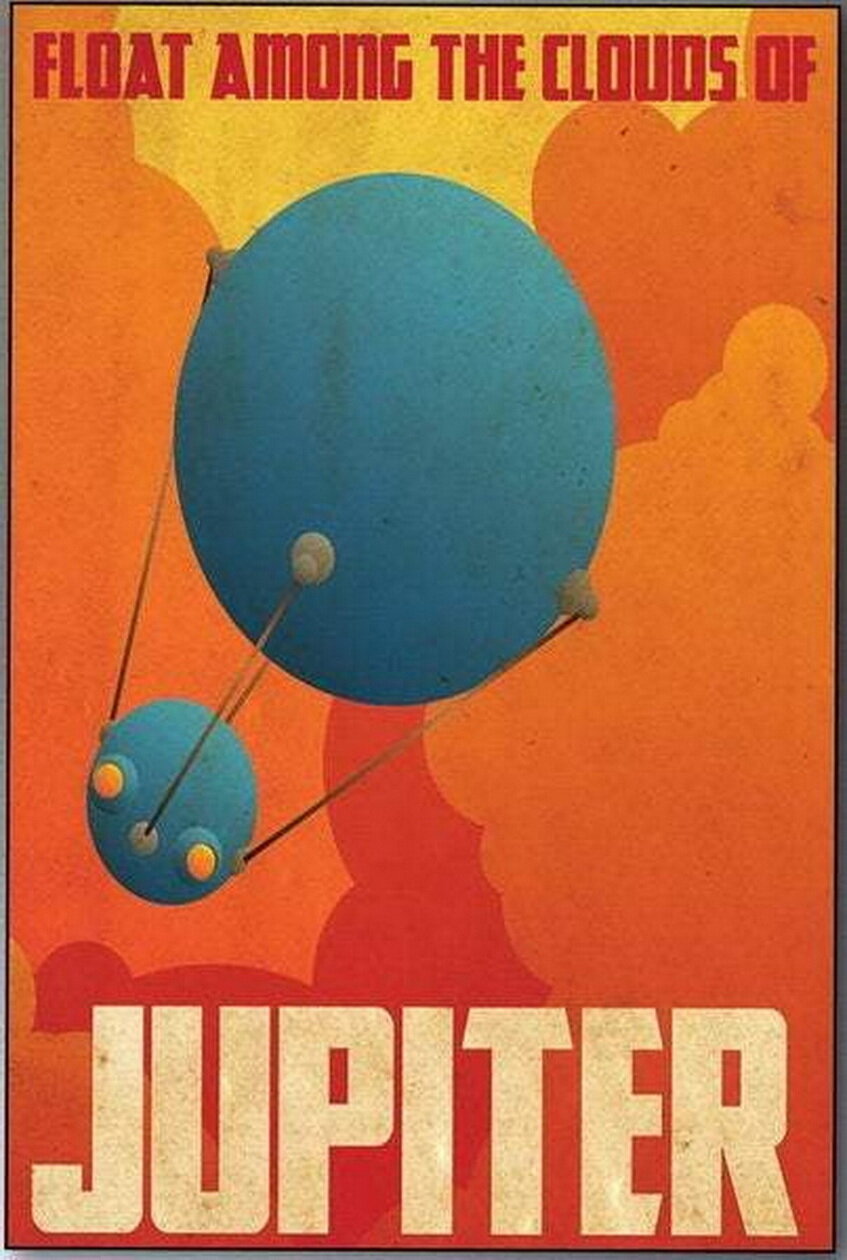 Плакат, постер Парите среди облаков Юпитера на бумаге, размер 21х30см
