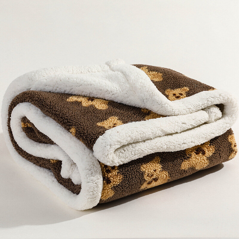 Утолщенное мультяшное детское одеяло, флисовое одеяло с медвежьим ягненком，70*100cm（0.48KG）