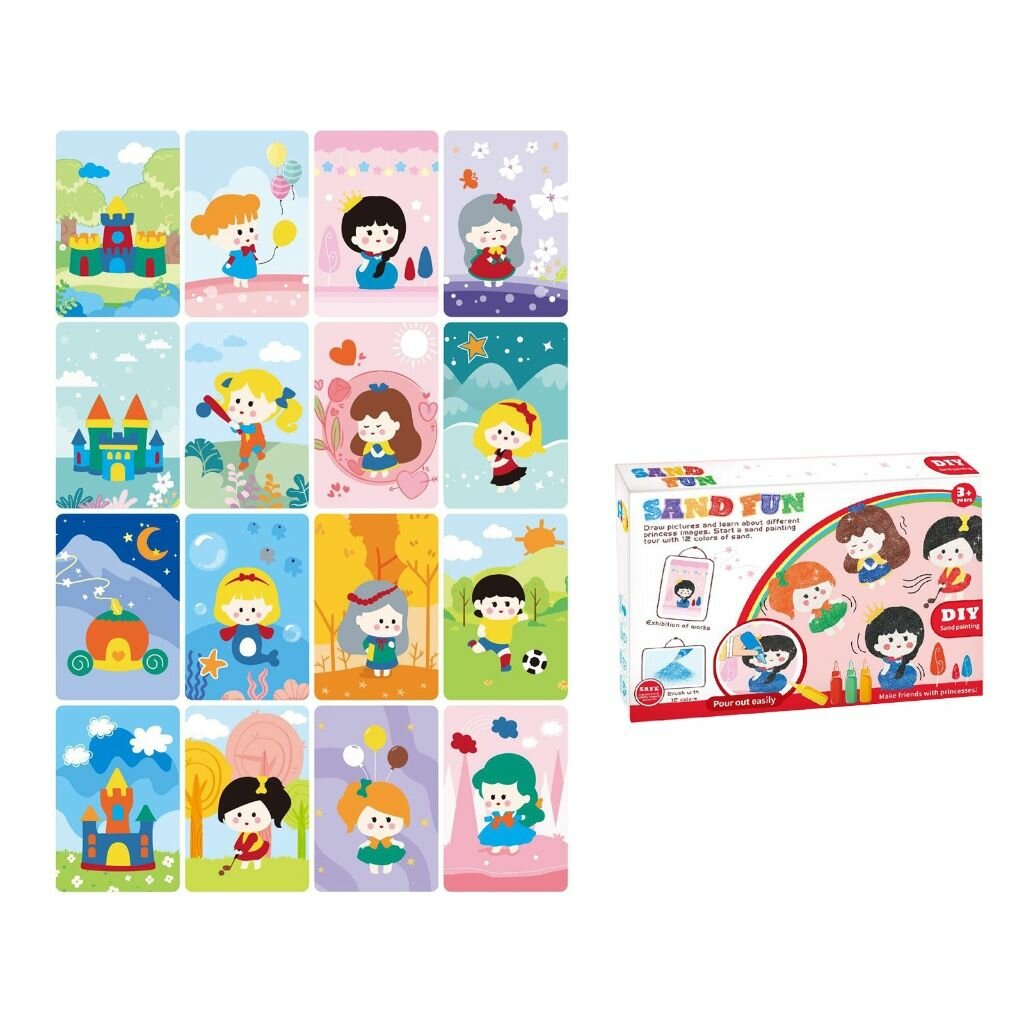 1 коробка поделок из песка, детская цветная песочная живопись ручной работы, детский развивающий набор для раскрашивания граффити, игрушка-принцесса