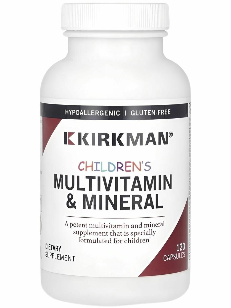 Kirkman, Childrens Multivitamin & Mineral, мультивитамины и минералы для детей, 120 капсул