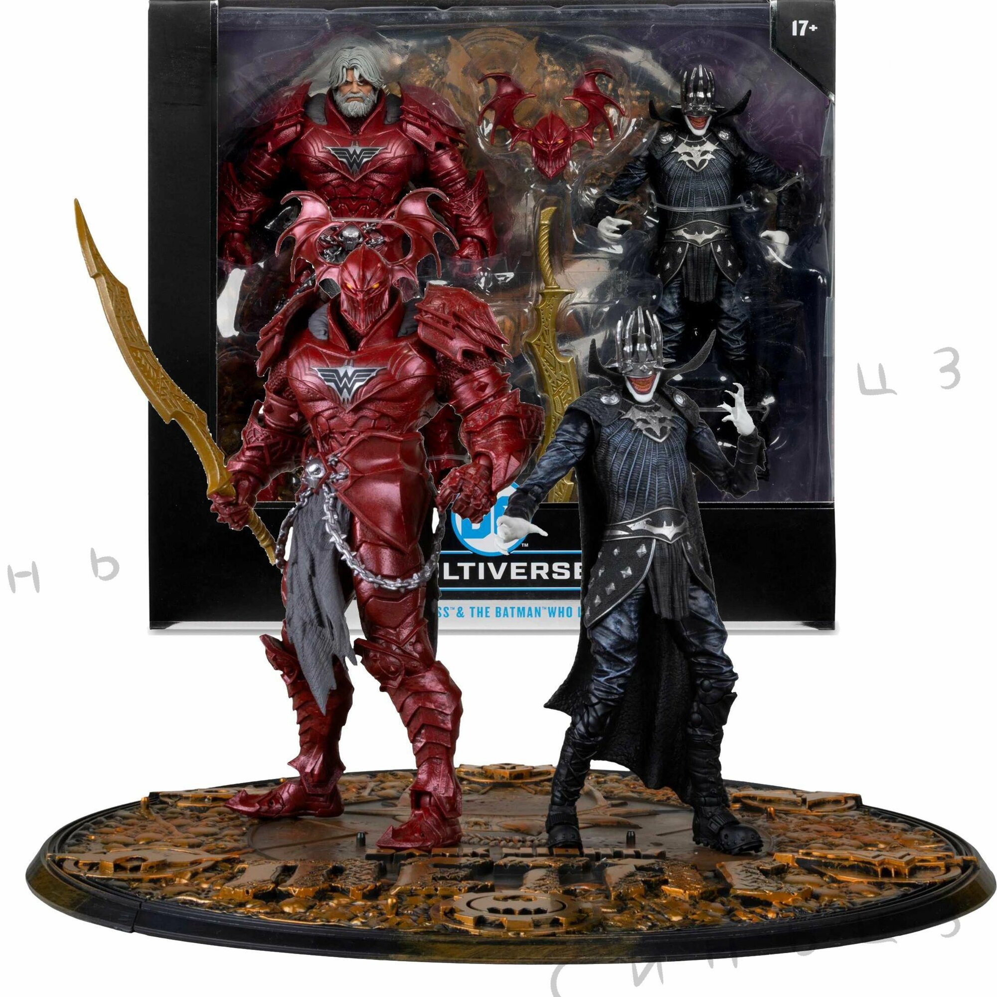 McFarlane Toys Бэтмен, который смеется (Рыцарские доспехи) и Беспощадный (Темная Мультивселенная) Коллекционное издание 2pk # 4 DC Multiverse 7-дюймовая фигурка