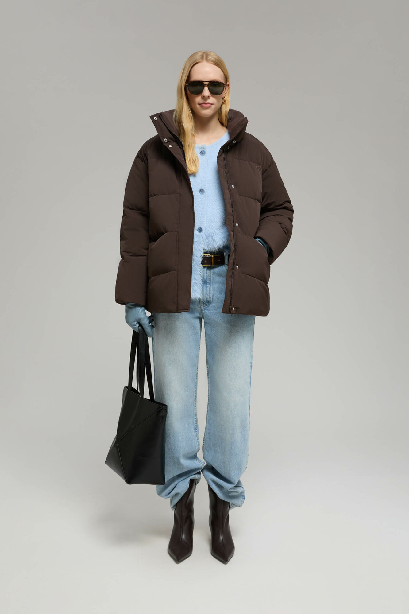 Пуховик стеганый с натуральным пухом