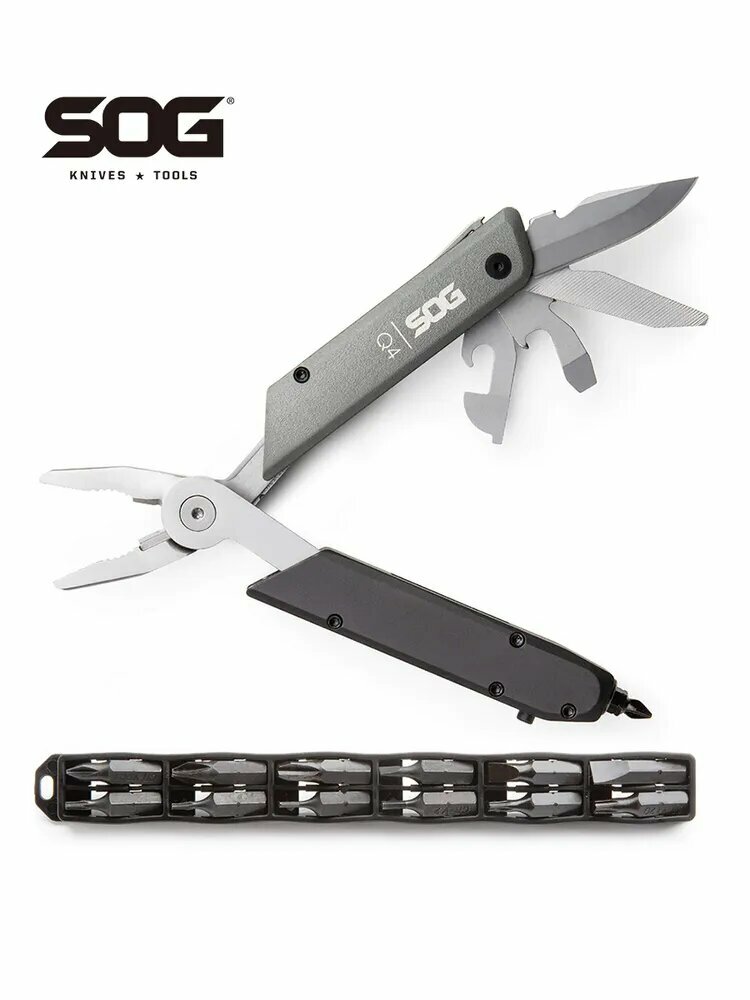 SOG Baton Q4, Многофункциональный инструмент с плоскогубцами, Набор шестигранных отверток с 12 насадками