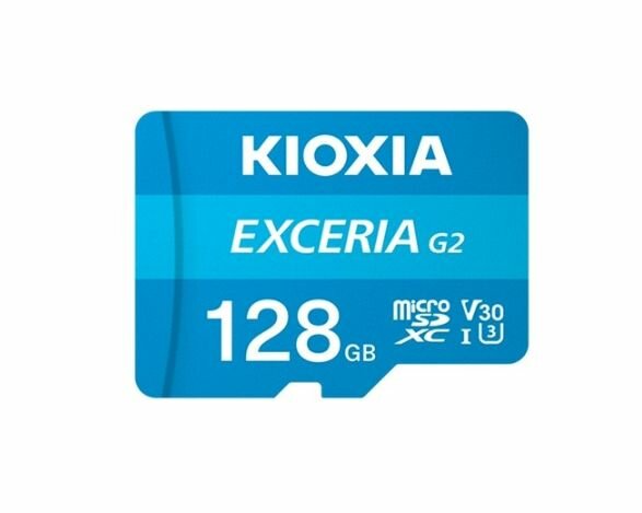 Карта памяти microSDXC 128Gb Kioxia Exceria G2 UHS-I U3 A1 (LMEX2L128GG4) - чтение 100 Мб/с, запись 50 Мб/с, microSDXC