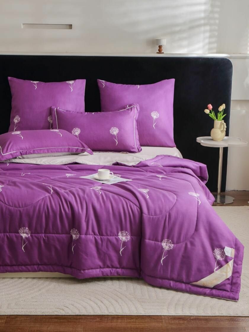 Постельное белье с одеялом евро сатин, простыня 220х240, наволочки 50х70 70х70 Alanna