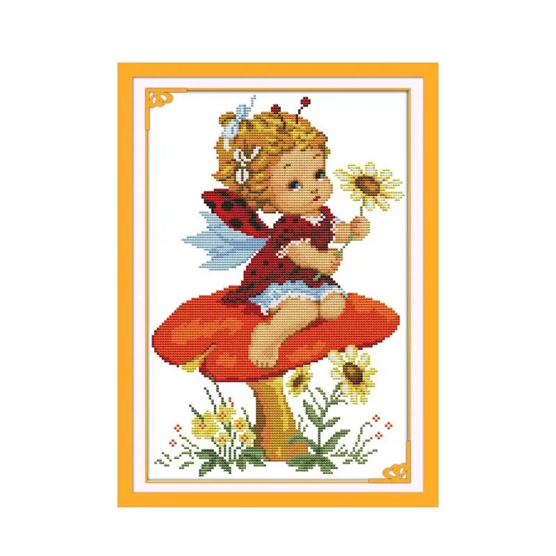 Набор для вышивки крестом «Девочки-грибы», набор для ручной вышивки «сделай сам», рукоделие ручной работы, вышивка крестиком, DMC, цвет Dreamfounder