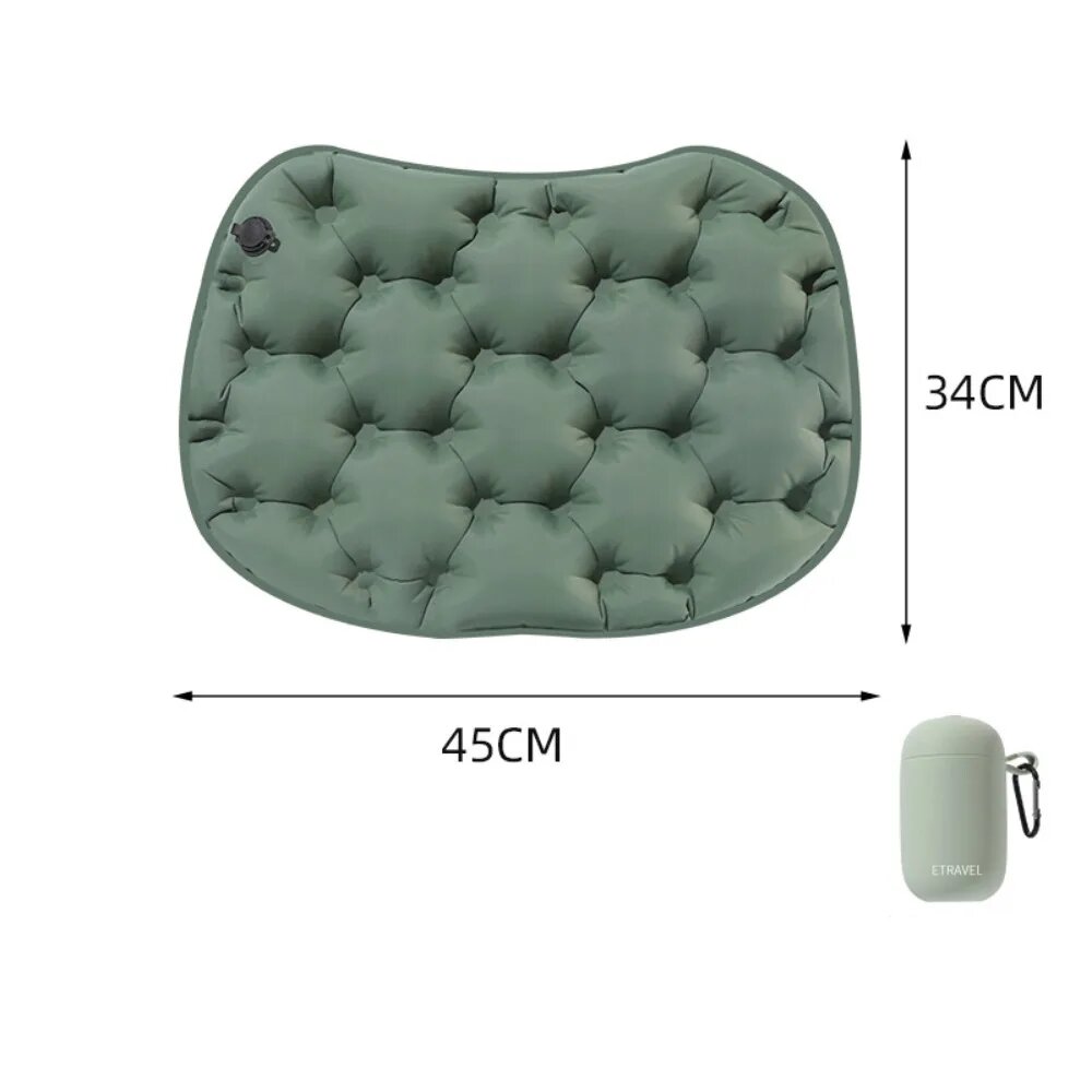 Портативная надувная подушка для сиденья, сверхлегкая подушка для сидения с ручным надувом, воздушный коврик с футляром для хранения, воздушная подушка для сидения Green
