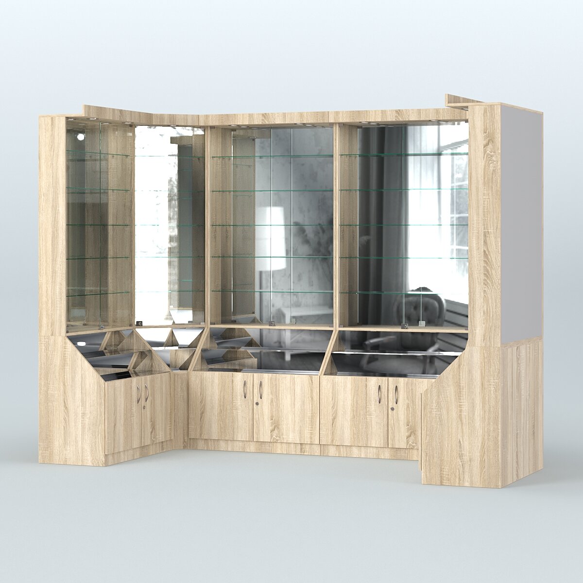 Павильон П-образной формы серии Эталон №3, Дуб сонома. Производство товара - компания ТОБ.