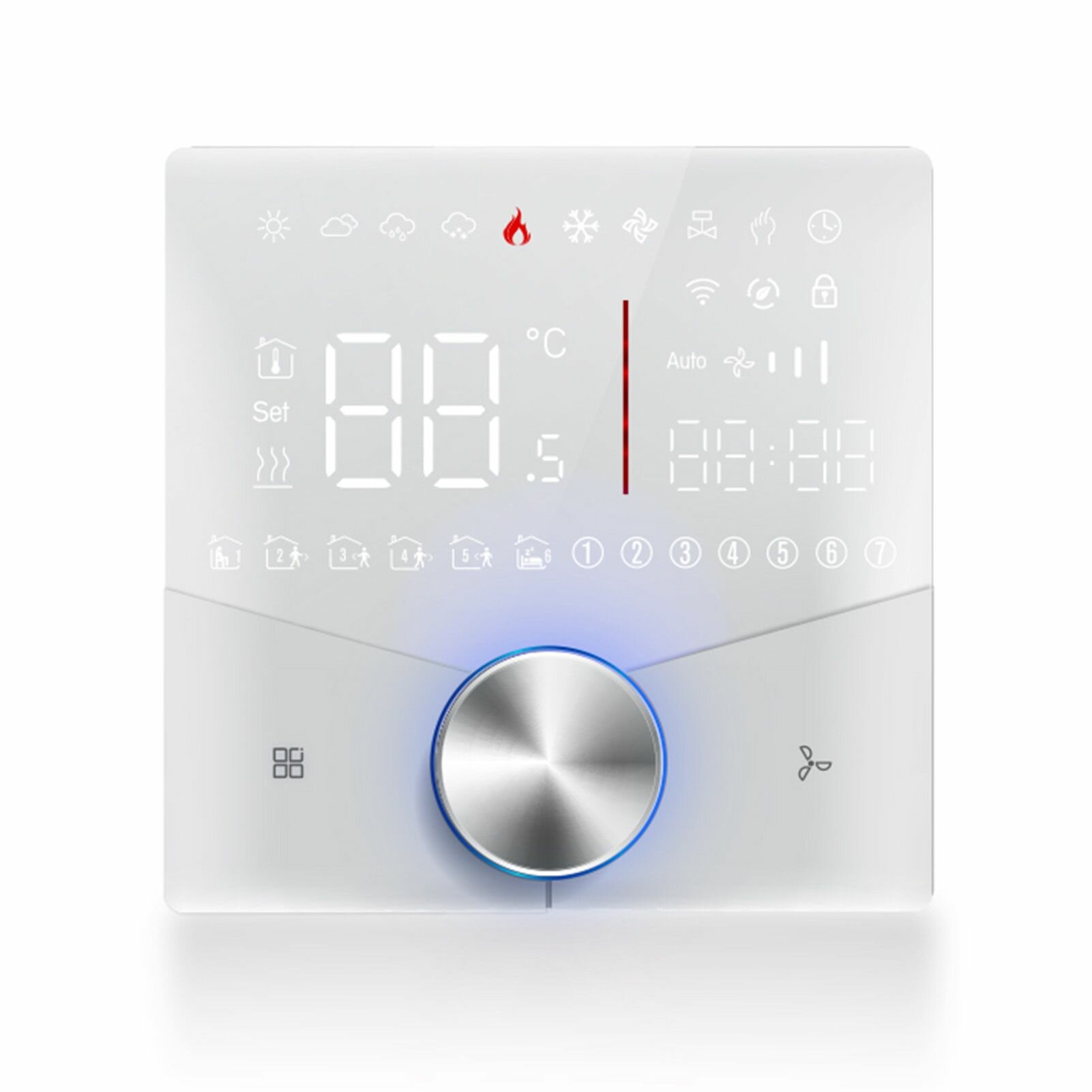 Панель управления кондиционером с 2 трубами, сенсорным экраном, цифровым дисплеем, контроллер HVAC, 5+2, 6 периодов, программируемый белый центральный термостат