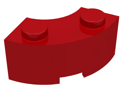 Brick, Round Corner 2 x 2 Macaroni with Stud Notch, 3063 Red N