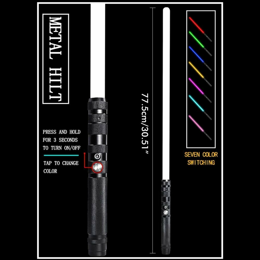 2PCS Двуручный Меч 7 Цветов, Светящийся Телескопический Меч для Детей
