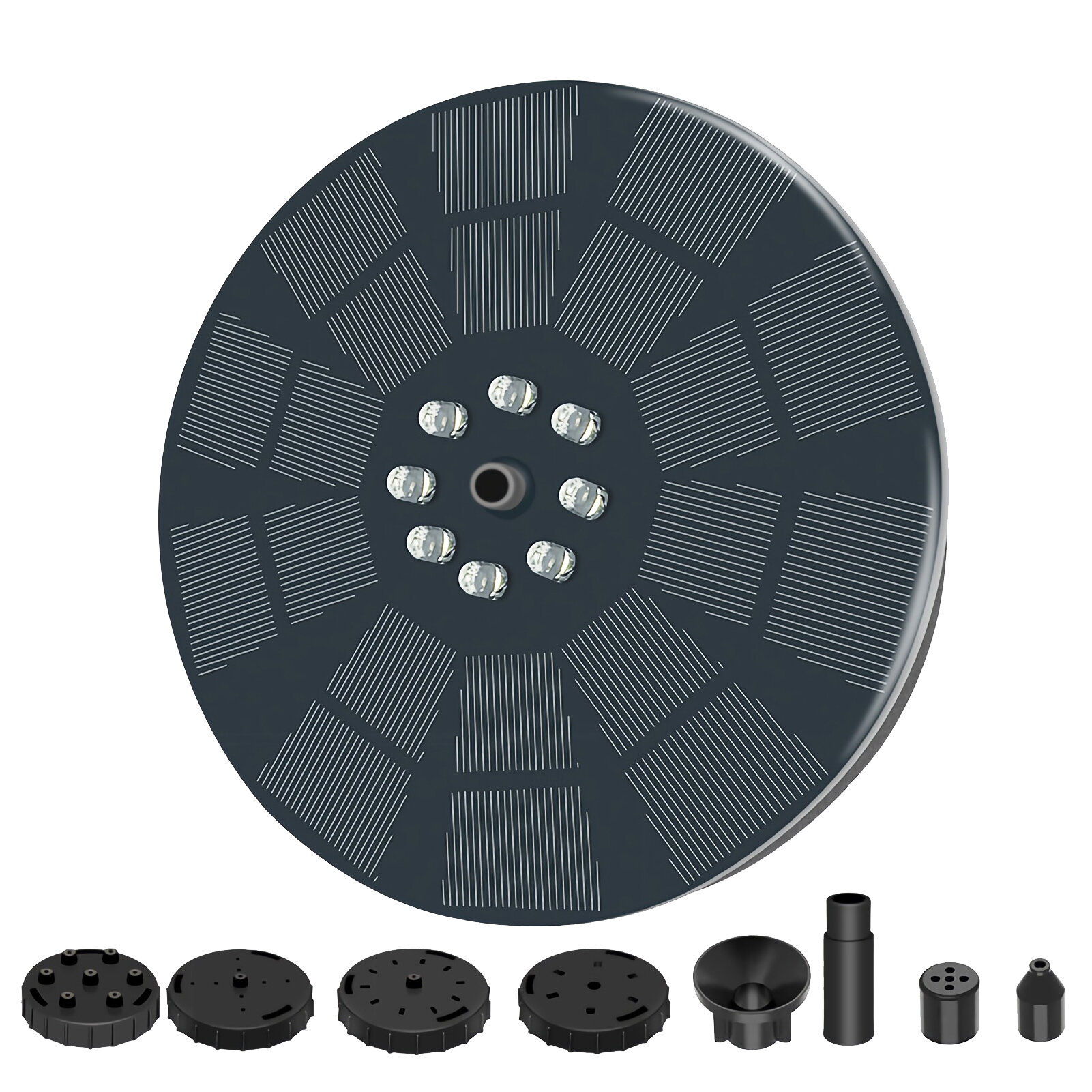 Солнечный Фонтанный Насос 3 Вт На Солнечной Энергии Открытый Фонтан для Купания Птиц с 7 Узорами Распыления Водяной Насос с Цветными Светодиодными Лампами Резервная Батарея для Сада Пруда Бассейна Аквариума для Рыб Аквариума и домашних животных