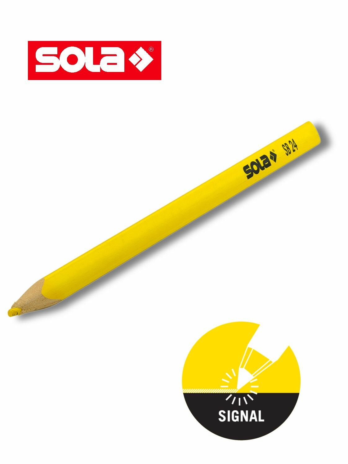 Карандаш строительный желтый для темных поверхностей SOLA SB 24 (66022520)