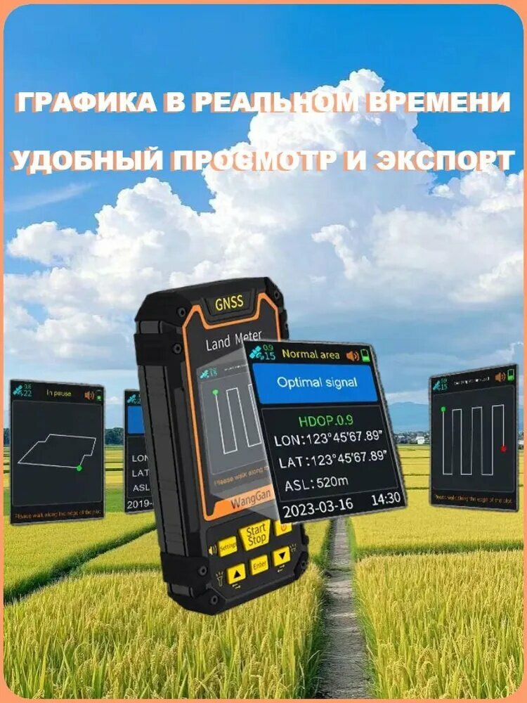 WangGan S4 автомобильный ручной GNSS измеритель площади земли; портативный агронавигатор