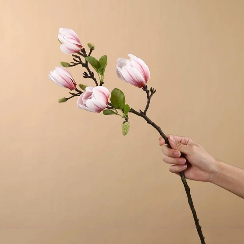 Искусственная ветка магнолии для дома, гостиной, искусственный букет, декор для свадебной вечеринки, Pink