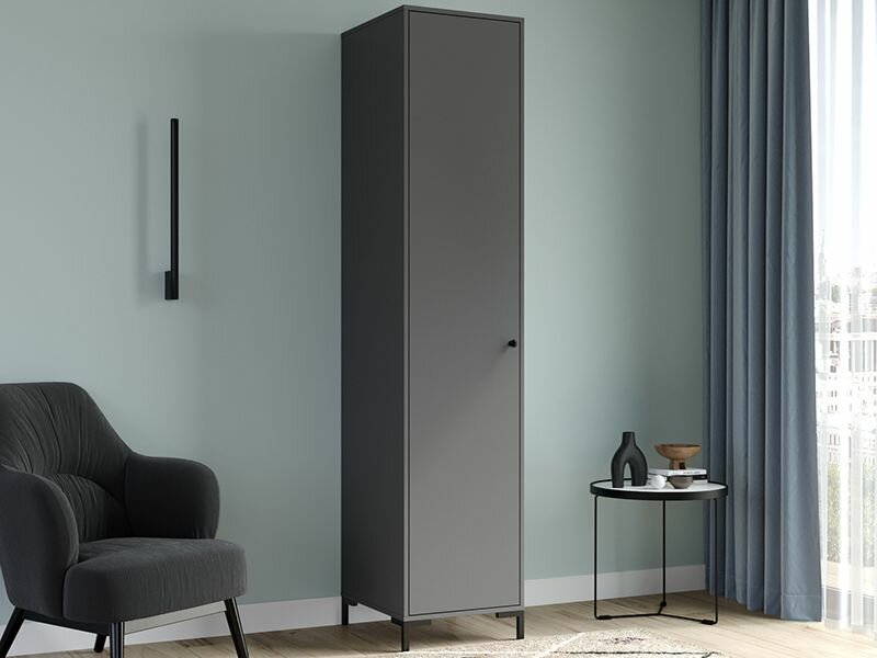 Шкаф пенал с полками "Пронто" 45х210х45 Серый графит