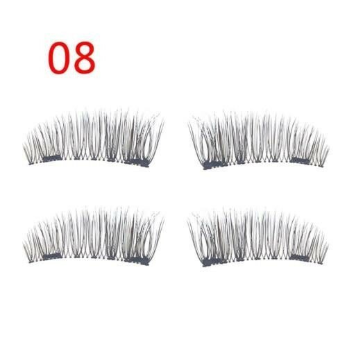 Reusable 3d dual magnetic false eyelashes handmade set with premium quality material 08# double magnet