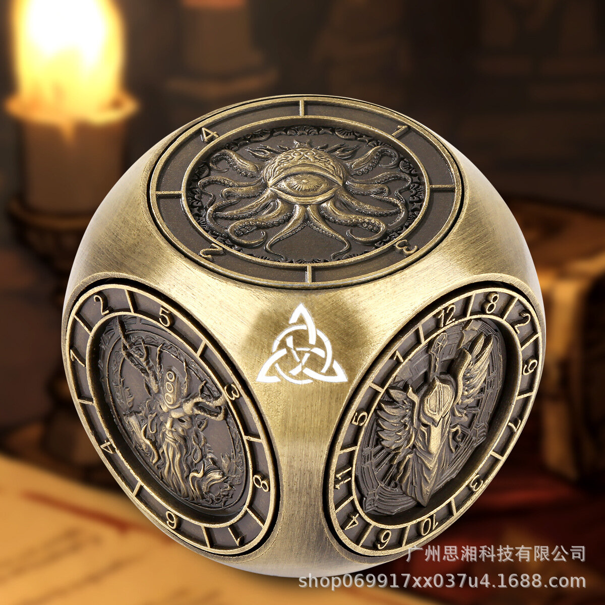 Металлические кости D&D, 6 сторон, бронзовый оттенок для настольных игр, прочные