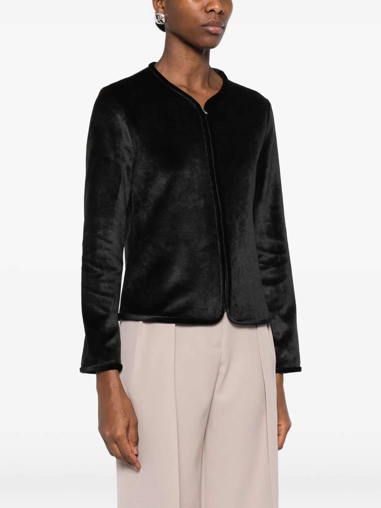 Куртка Jil Sander Zip-up velvet jacket, размер 38, черный — фото 1