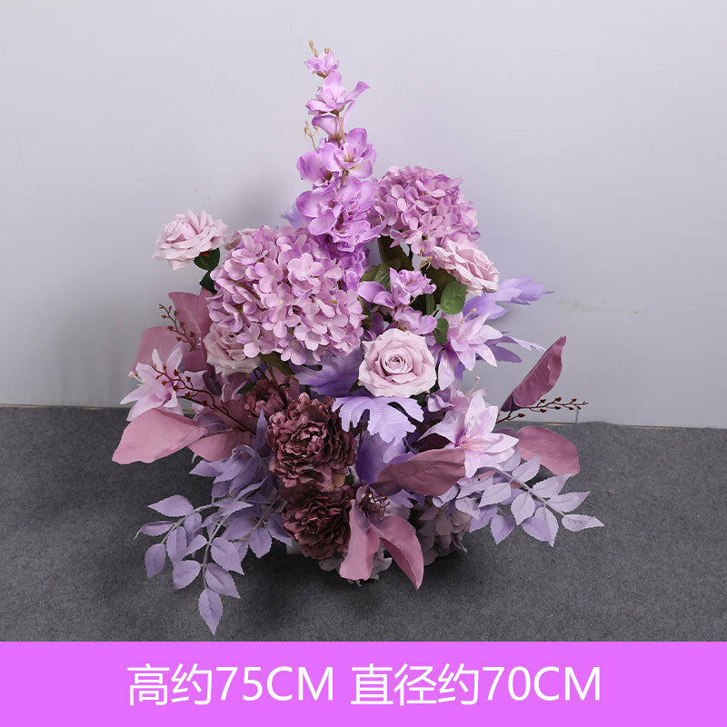 Фиолетовая напольная цветочная композиция для свадьбы, свадебные декоративные цветы, искусственный букет цветов, искусственные цветы для сцены, подиума и прохода, подвесные цветы, цветы в горшках.