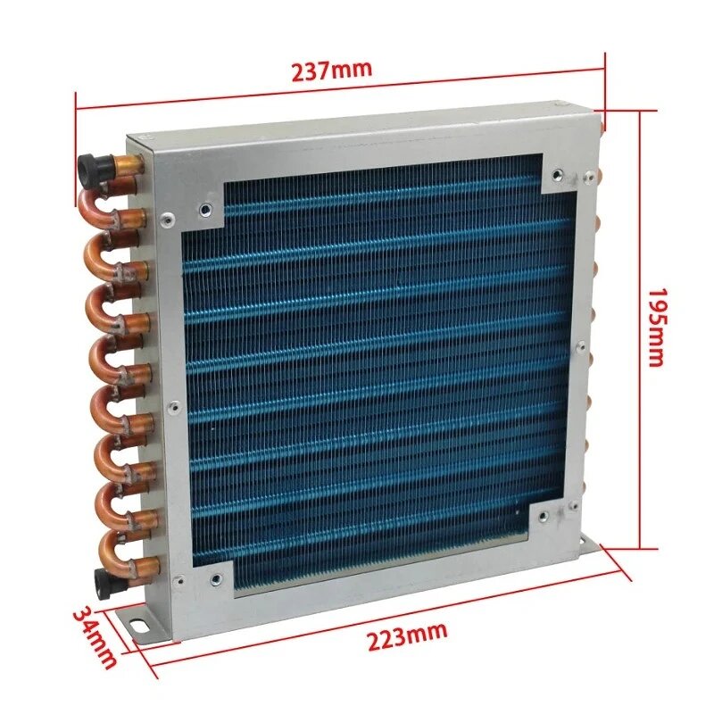 1 шт. конденсаторный радиатор, холодильник, морозильник, воздушное охлаждение, алюминий с водяным охлаждением, 7 мм, плавник и медная трубка, теплообменник, маленький корпус C